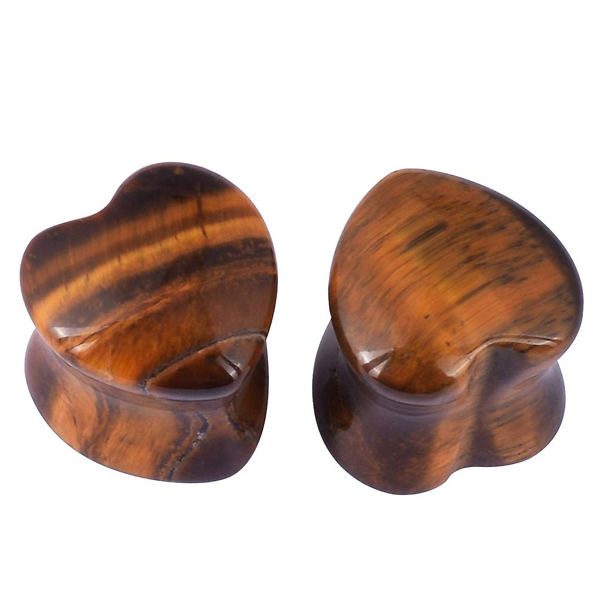 Oyaface 8 PCS Heart Shaped Natural Stone Ear Plugs Set Piercing Gauges Black Pink Blue White 00G(10mm)