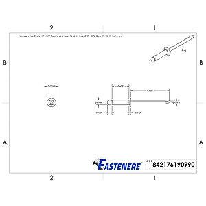 Aluminum Pop Rivets 1/8" x 3/8" Flat Countersunk Head Blind 4-6 Qty 100 D&J