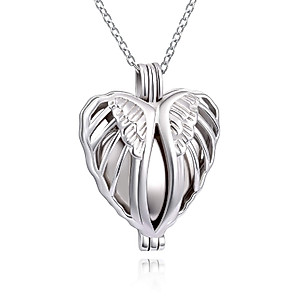 925 Sterling Silver Angel Wings Memorial Urn Locket Necklace for Ashes Jewelry Cremation Necklaces
