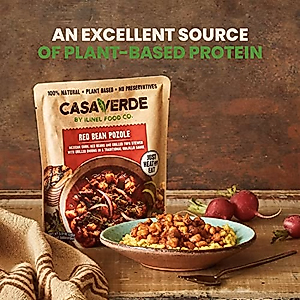 Casa Verde | Red Bean Pozole, 100% Natural food, Pack of 6, Real taste with mild red peppers | 100% vegan & Non-GMO, Plant based, No preservatives