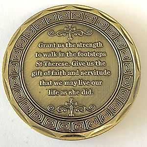 Aizics Mint St Therese of Lisieux Coin, Saint Therese The Little Flower Catholic Challenge Coin, Religious Coin Collectibles, Iron Plated 38mm x 2mm