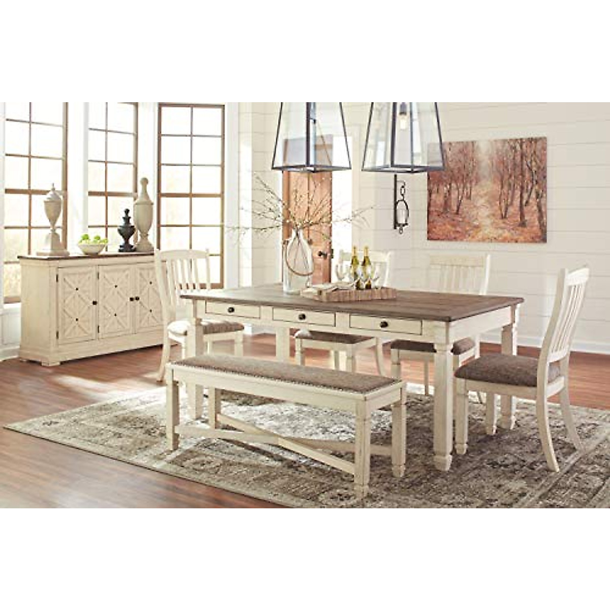 Signature Design by Ashley Bolanburg Upholstered Dining Room Chair, 2 Count, Antique White