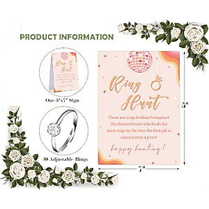 Disco Ball Ring Hunt Game, Find the Rings Bridal Shower Game with 30 Fake Rings, Boho Bridal Shower Decorations, Wedding Shower or Bachelorette Party Supplies - 04
