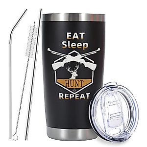 EchoMaven Hunting Gift for Men - Unique Deer Hunter Tumbler 20oz - Eat Sleep Hunt Repeat