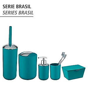 WENKO, Petrol, Decorative Box Organization, Container for Bathroom Storage, Small Basket with Lid, 7.48 x 3.94 x 6.10 in, 7.5 x 3.9 x 6.1 inch