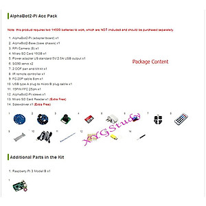 AlphaBot2 Robot Building Robotic Starter Kit for Raspberry Pi 3 Model B with Camera IR Remote Controller @XYGStudy