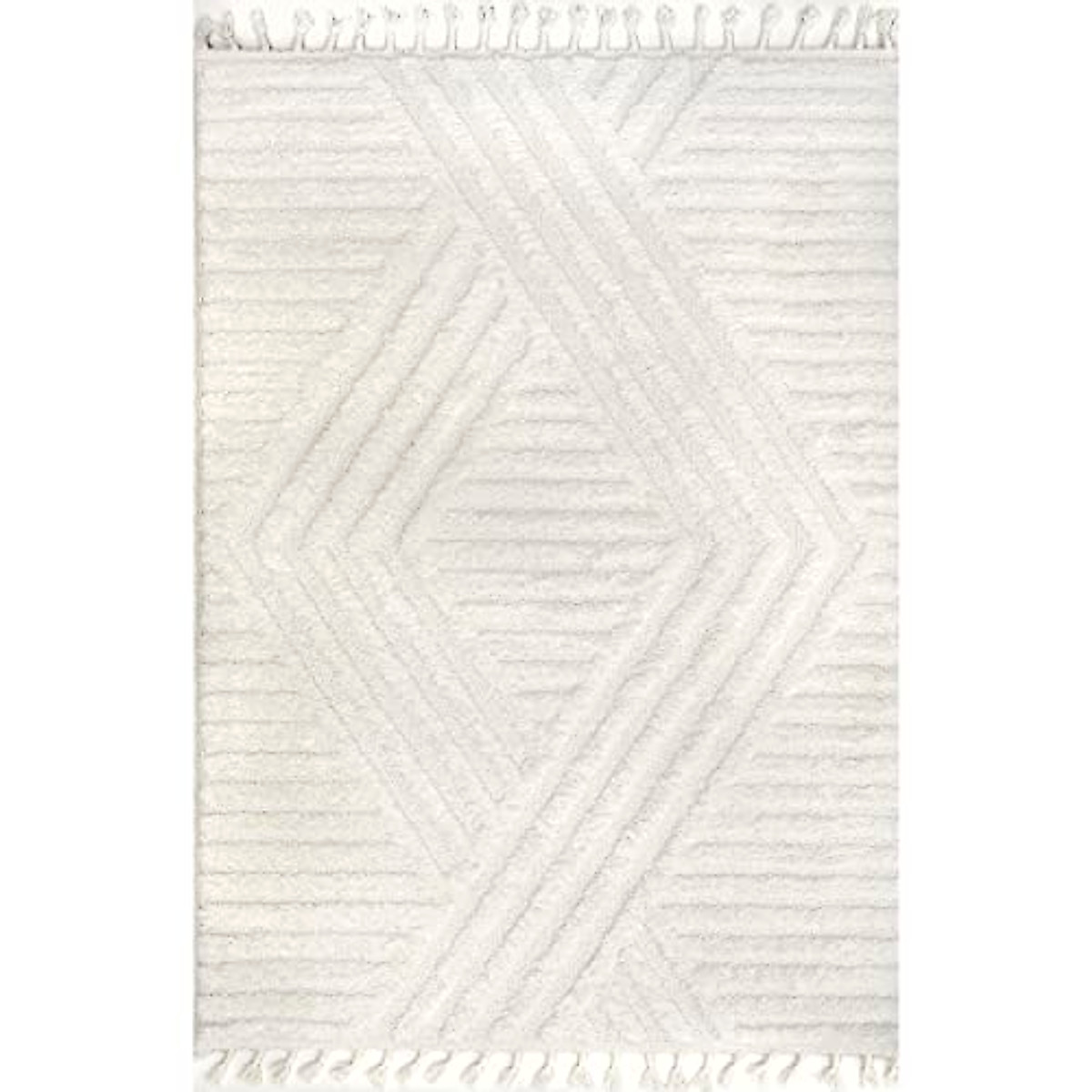 nuLOOM Risette Geometric Shag Tassel Area Rug, 9' x 12', Beige