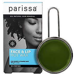Parissa No-Strip Face & Lip Hot Wax Kit for Short & Coarse Hair Removal At-Home Waxing Kit on Face, Chin, and Upper Lip, Blue