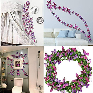Ewong Butterfly Wall Decals, 36PCS 3D Butterflies Home Decor for Room, Wall Sticker for Girls Room Kids Bedroom Bathroom Baby Nursery Decoration (Purple)
