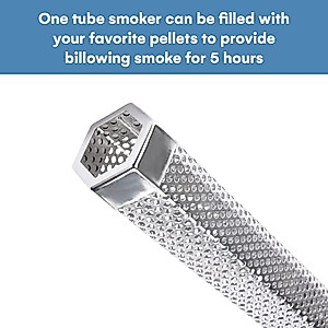 Flybold Pellet Smoker Tube - Smoke Tube for Cold or Hot Smoking - Premium Stainless Steel Smoke Tubes for Grills - Ideal for Grill or BBQ Recipe Ideas - Great for Smoking Steaks, Fish, or Pork