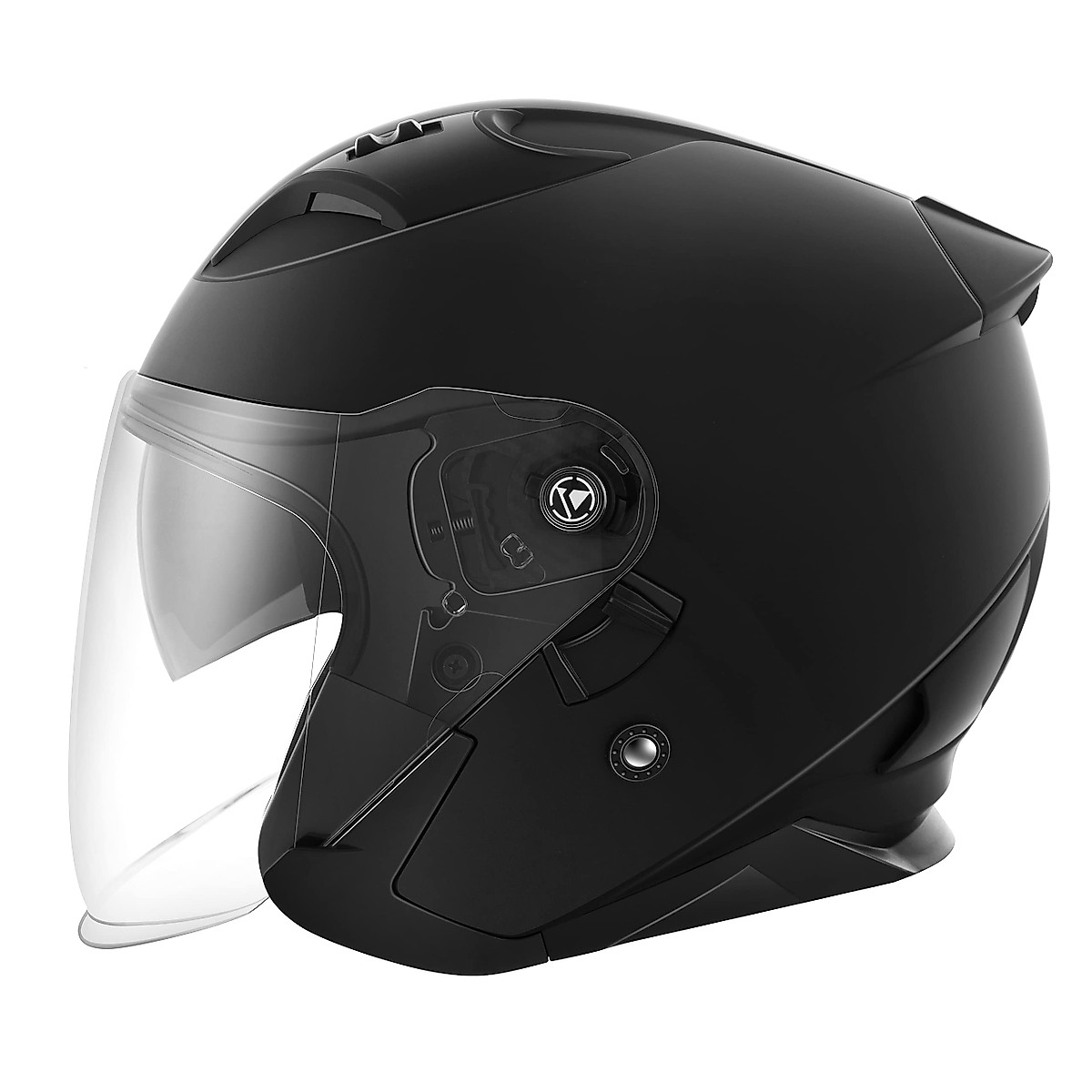 Motorcycle Open Face Helmet YEMA YM-637 DOT Approved 3/4 Half Helmet with Sun Visor for Adult Men Women - Matte Black,Medium