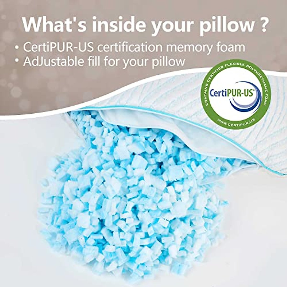 Smilereve Pillows Queen Size Set of 2 Cooling Memory Foam Pillows for Sleeping Adjustable Firm Pillow for Back and Side Sleeper