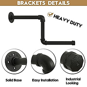AddGrace Pipe Clothing Rack 2Pack 18Inch Detachable Garment Rack DIY Wall Mounted Industrial Pipe Clothing Hanging Rack for Home and Clothing Store (Black) 46cm