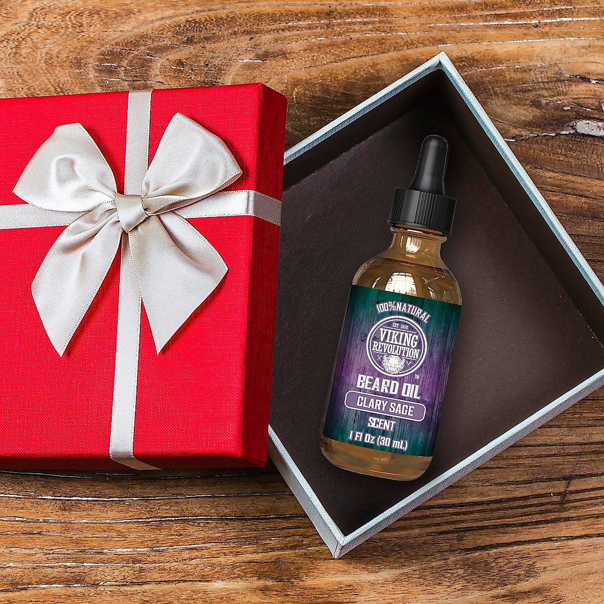 Viking Revolution Beard Oil with Clary Sage for Men - Natural Blend with Argan and Jojoba Oils for Softening, Strengthening, and Moisturizing