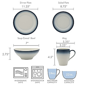 Mikasa Swirl 16-Piece Dinnerware Set, Service For 4, Blue