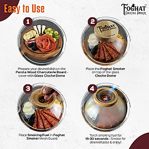 Foghat Cocktail Smoker Cloche Set, Bourbon Whiskey Barrel Oak Smoking Fuel & Smoking Torch | with Butane Infuse Whiskey, Cheese, Meats, BBQ