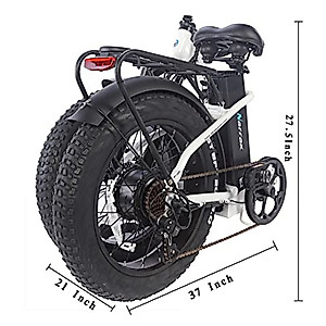 Narrak 48V 500W 13 Ah 20" x4.0 Folding Fat Tire Step Over/Step-Thru Electric Bicycle Mountain Removable Battery E-Bike Foldable Snow Electric Bike (Step-Thru Black)