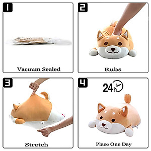 Shiba Inu Dog Plush Pillow, Soft Cute Corgi Stuffed Animals Doll Toys Gifts for Valentine, Christmas, Birthday, Bed, Sofa Chair (Brown Round Eye, 21.3in)