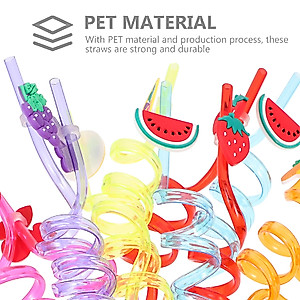 Kichvoe 12pcs Fruit Shaped Straw Small Favor Bags Hey Bear Sensory Fruit Birthday Decorations Crazy Silly Straw Plastic Drinking Straws Bar Straws The Pet Decorate Strawberry Travel