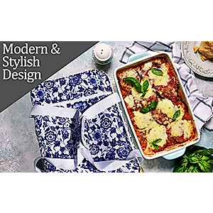 Whites Grove Casserole Carrier, Large Insulated Casserole carrier for hot or cold food, Insulated casserole carrier 9''x13''Lasagna Lugger Tote for Potluck, blue casserole carrier