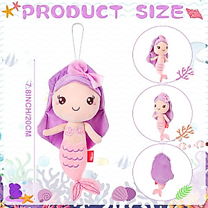 Civaner 4 Pcs 7.8" Mermaid Stuffed Animal Mermaid Plush Toys for Girls Ocean Princess Dolls Mermaid Birthday Decorations for Women(Cute Style)