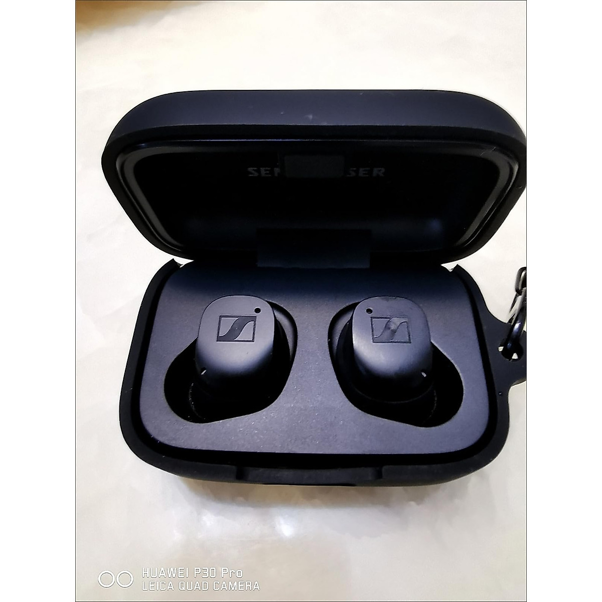 DAYJOY Soft Silicone case Compatible with Sennheiser Momentum True Wireless 3/4 Earbuds, Portable Protective Shockproof Scratch Resistant Carrying Case Cover Sleeve with Carabiner Accessories (Black)