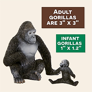 Terra by Battat – 4 Pcs Gorilla Toys Family Set – Realistic Gorilla Figurines – Zoo Animal Toys for Kids and Toddlers 3+ – Plastic Jungle Animals