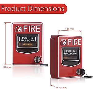 Tokatuker Emergency Alarm Station with Key Conventional Dual Action Manual Call Point Pull Fire Alarm Panic Button SOS Switch for Alarm Siren or Panel