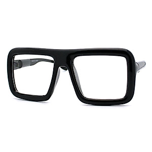 PASTL Thick Square Glasses Clear Lens Eyeglasses Frame Super Oversized Fashion Black