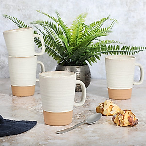 Gibson Elite 4 Pack Dreamweaver Terracotta Reactive 17 OZ Mug Set - Sand Cream