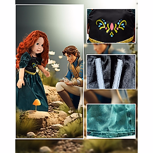 18 inch Doll Clothes Accessories, 6PCS Princess Costume Set with Crown Fits for 18 inch Girl Dolls, Gift for Girl Christmas Birthday Party