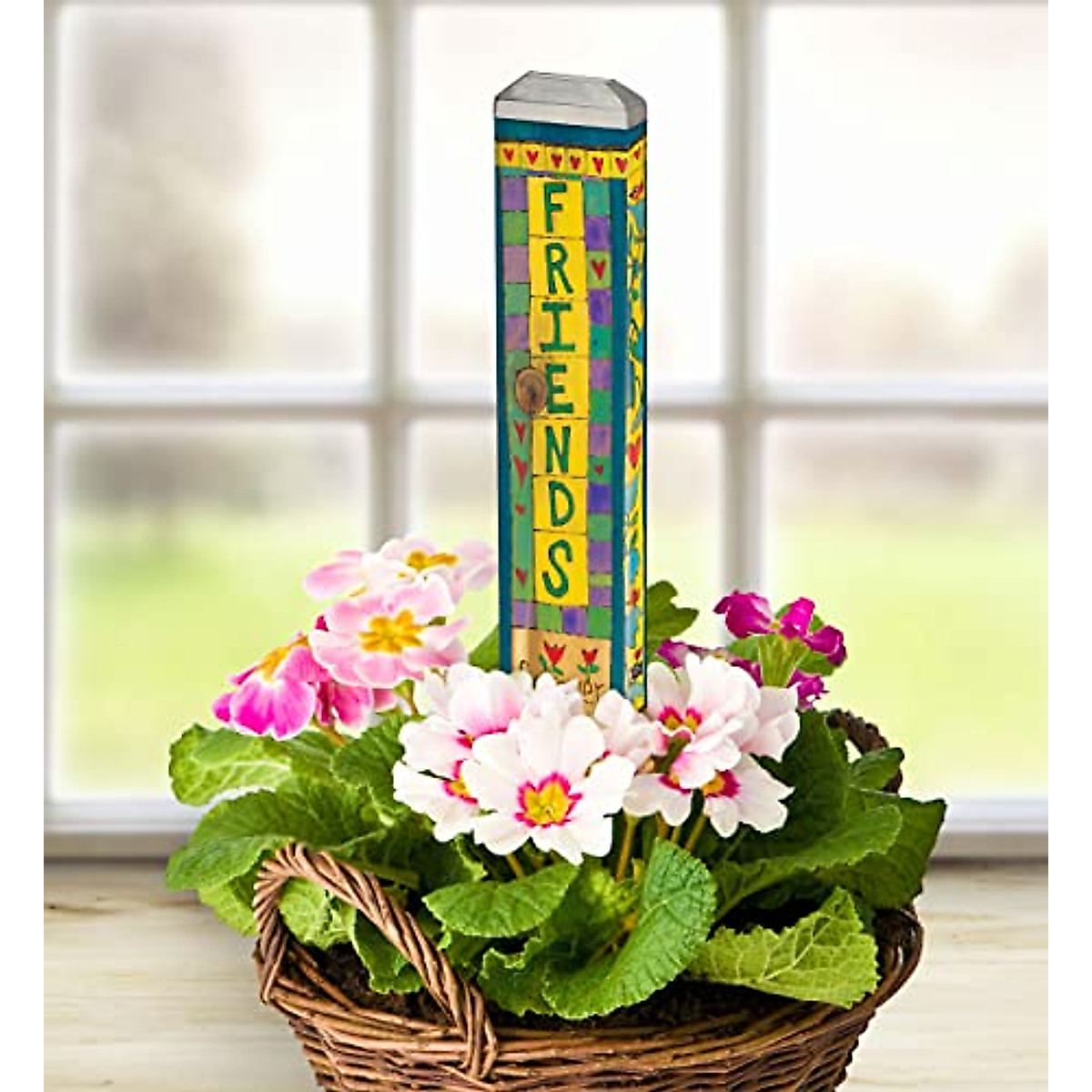 Studio M Choose Your Friends 13" Mini Art Pole Small Decorative Indoor/Outdoor Garden Post, Great Gift, Stake Included for Easy Installation, No Digging - Made in The USA