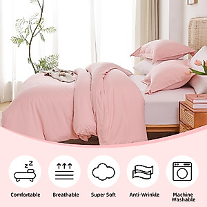 Soft Breathable Duvet Cover Twin Size - Luxury 100% Washed Duvet Cover Set, 2 Piece Bedding Set 1 Duvet Covers 68x90 Inches with Zipper Closure and 1 Pillow Shams for Twin Size Bed