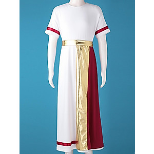 JanJean Kids Greek Robe Costume Girls Ancient Greece Roman Athena Toga Dress Halloween Festival Cosplay Costume White 14 Years