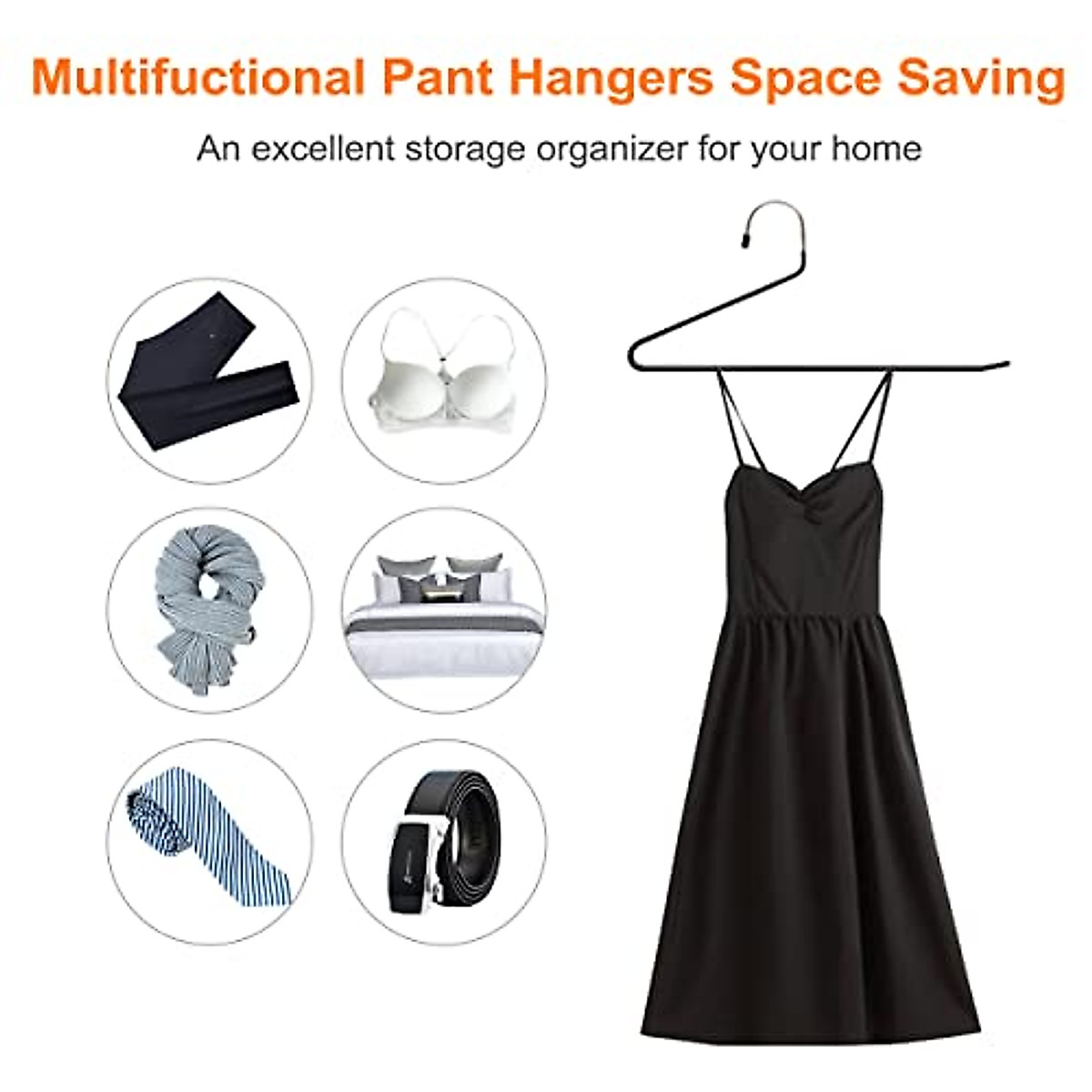 ELONG HOME Slack Pants Hangers, 30 Pack Open Ended Design Durable Anti-Rust Chrome Metal Hangers, Hangers Non Slip Rubber Coating, Slim & Space Saving Jeans Hanger for Easy-Slide Pants