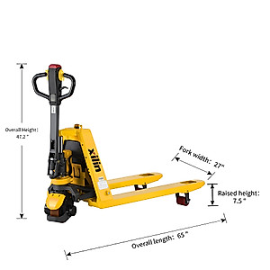 Xilin Electric Powered Pallet Jack 3300lbs Capacity Lithium Battery Mini Type Walkie Pallet Truck 48"x27" Fork Size 2PCs