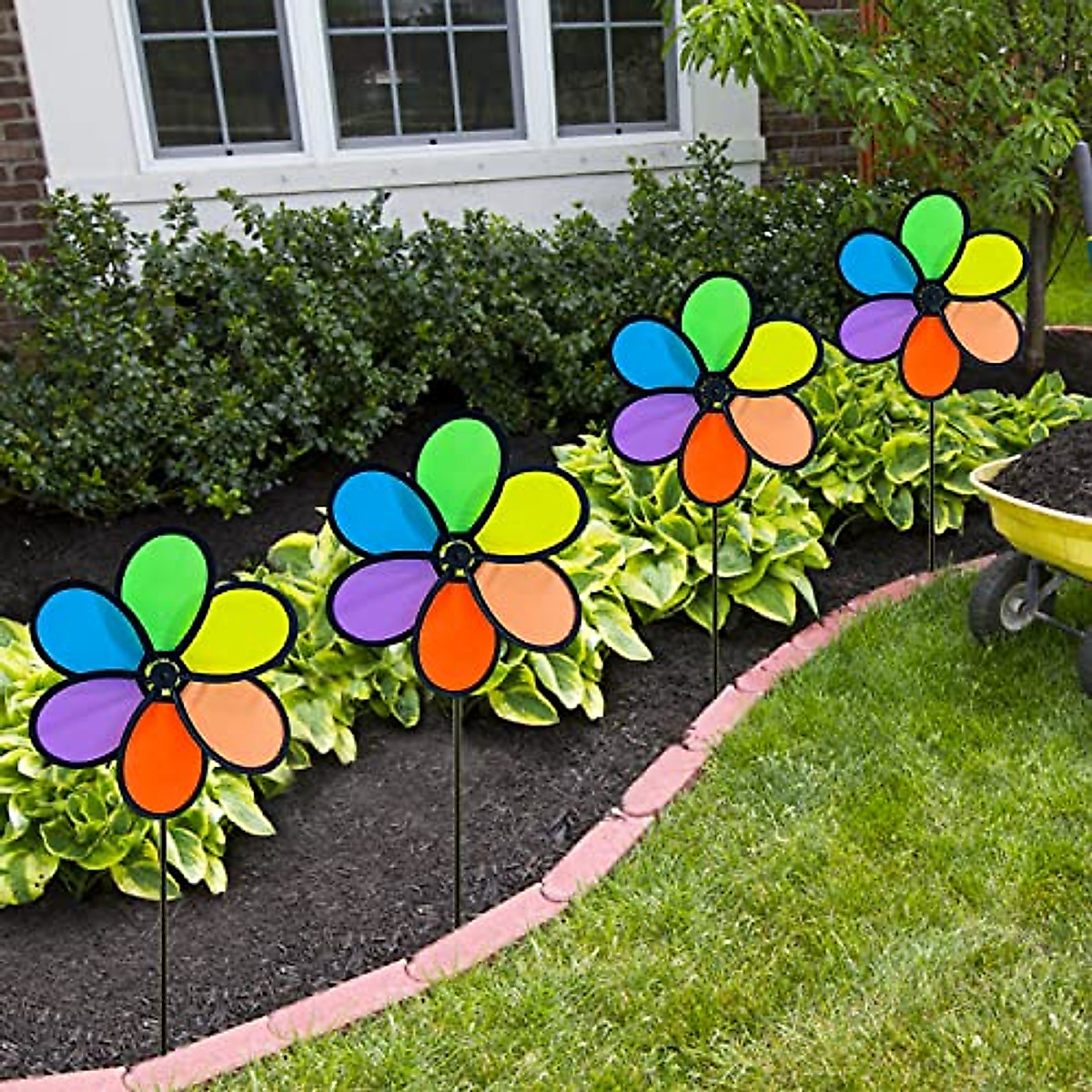 timecity 9.4 inch Wind Spinners Flower Spinners Colorful Wind Spinners for Lawn Pinwheels Windmill Party Pinwheel Wind Spinner Yard and Garden ，4pcs