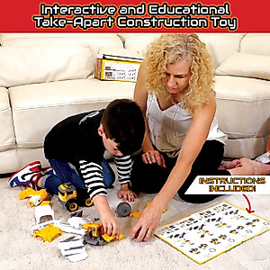 5-in-1 Take Apart Construction Toys and DIY Engineering Playset with Remote Control and Electric Screwdriver. For Toddler Boys Kid Child who loves tools and construction equipment. 3 4 5 6-Year-Olds.