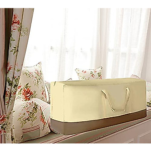 skyfiree 2 Pack Patio Cushion Storage Bag Waterproof Extra Large Outdoor Cushion Storage Bag with Handles, 60" Lx20 Wx28 H, Beige&Coffee