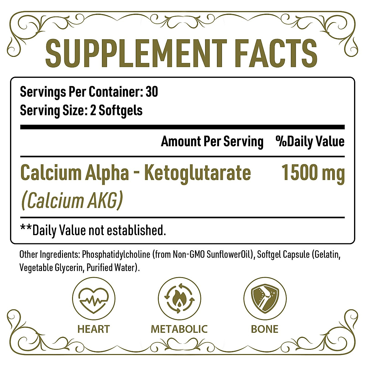 Liposomal Calcium AKG Supplement 1500 MG (Alpha-Ketoglutaric Acid), High Absorption, More Effective Than AAKG, Ca AKG for Longevity, Age Defense, Cellular Energy, Metabolic Function, 120 Softgels