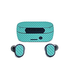 MightySkins Carbon Fiber Skin for Skullcandy Sesh True Wireless Earbuds - Turquoise | Protective, Durable Textured Carbon Fiber Finish | Easy to Apply, Remove, and Change Styles | Made in The USA