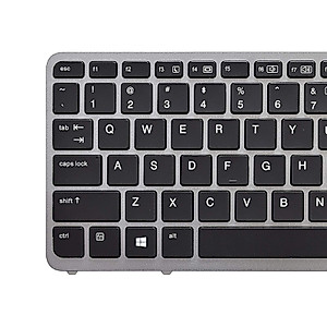 SUNMALL Laptop Keyboard Replacement with Backlit (Without Pointer) Compatible with HP EliteBook 840 G1 G2 / 850 G1 G2 / 745 G1 G2/HP ZBook 14 Series Laptop US Layout (with Silver Frame)