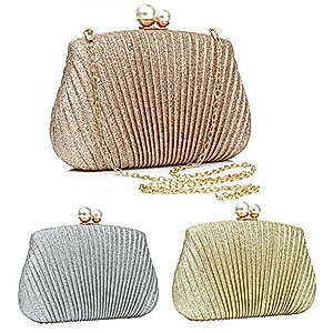 Women Clutch Purses, Elegant Pearl Evening Clutch Bag for Women Wedding Cocktail Party Handbag Clutch Wallets (Black)