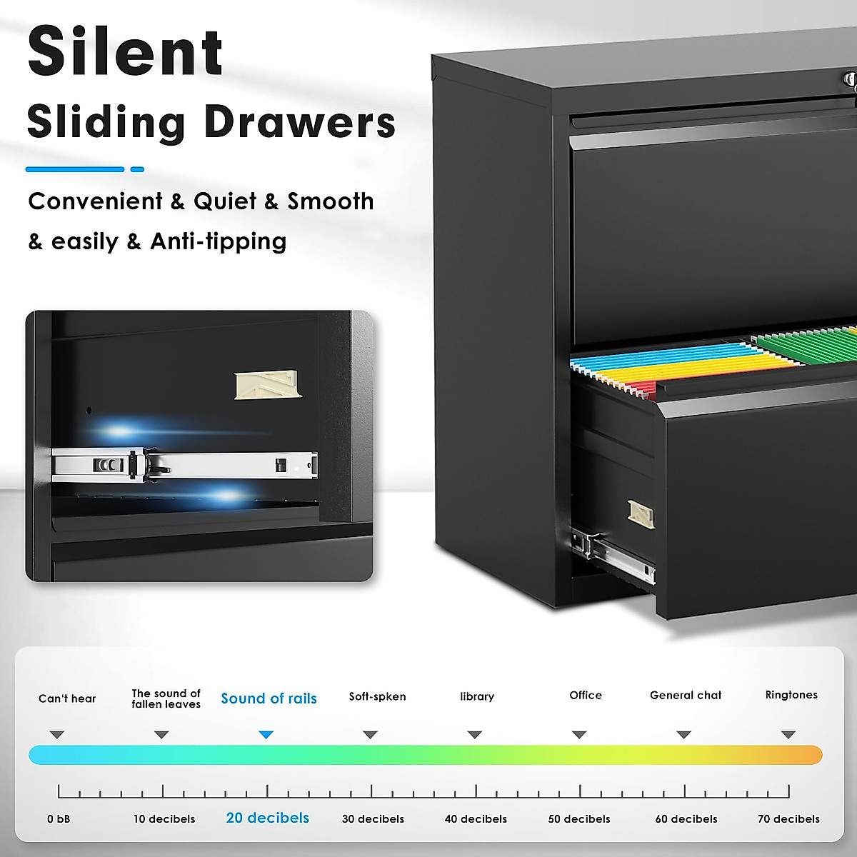 Pataku Mobile File Cabinet with Lock Metal Filing Cabinet for Home Office Locking Under Desk Cabinet with Wheels, 2 Keys for Fits Legal/Letter/A4 Size, Fully Assembled, Black