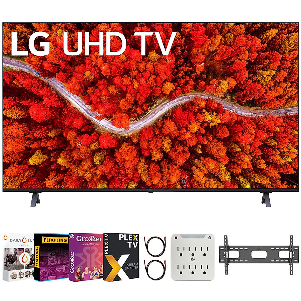 LG 65UP8000PUA 65UP8000PUR 65 Inch Series 4K Smart UHD TV Bundle with Premiere Movies Streaming + 37-100 Inch TV Wall Mount + 6-Outlet Surge Adapter + 2X 6FT 4K HDMI 2.0 Cable