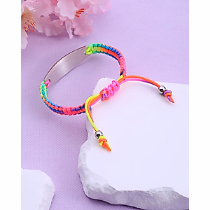 JF.JEWELRY Medical Alert Bracelets for Women, Personalized Custom Medical Bracelets for Women, Nylon Braided Medical ID Bracelets - Rainbow