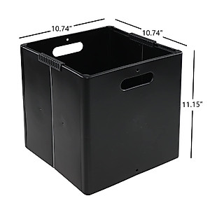 Xyskin Set of 4 Collapsible Plastic Storage Cubes Organizer with Handles, Foldable Cube Storage Baskets, Black