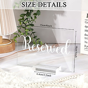 10 Sets Reserved Table Signs Clear Acrylic Wedding Signs Freestanding Reserved Signs with Holder Reserved Table Tent Sign for Seating Reception Restaurant Wedding Birthday Ceremony Decor Reservation