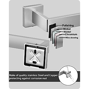 Hinmood Matte Black Bathroom Hardware Set, 5 Pieces Hardware Accessories Set SUS304 Stainless Steel Bath Towel Bar Set, Wall Mounted Towel Rack for Bathroom (Brushed Nickel, 16 Inch)