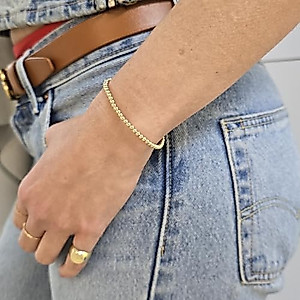 Anela 14kt Gold Filled Bracelet, 3mm Gold Filled Beads, Stretch and Stackable, Waterproof to Swim or Shower, Dainty Woman Bracelet for Everyday Use, Stretch and Stackable, Hand Made in USA